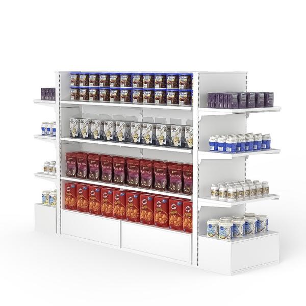 Quality Custom Lozier Island Metal Display Rack Retail Gondola Shelving Units For Snacks for sale