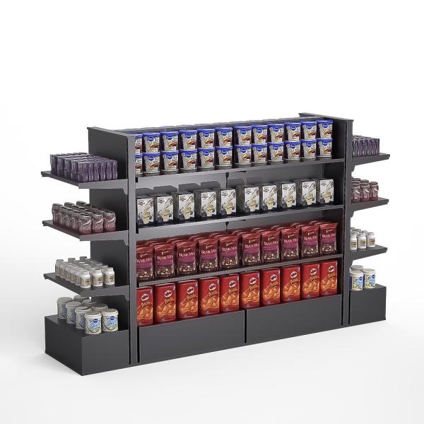 Quality Custom Lozier Island Metal Display Rack Retail Gondola Shelving Units For Snacks for sale