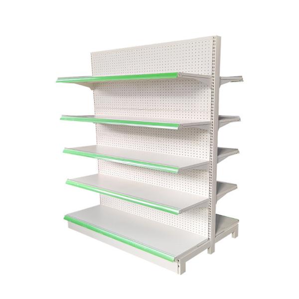 Quality Double Sided Metal Display Rack Gondola Retail Shelving 1900mm With Pegboard for sale