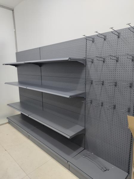 Quality Double Sided Metal Display Rack Gondola Retail Shelving 1900mm With Pegboard for sale