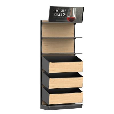 China Red Wine Bottle Wooden Display Stands 2000mm Wooden Wine Shelf For Liquor for sale