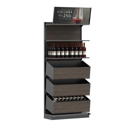 China Red Wine Bottle Wooden Display Stands 2000mm Wooden Wine Shelf For Liquor for sale