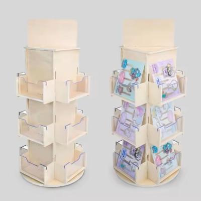 China 3 Tier Wooden Display Stands Rotating Countertop Display Stands For Coasters for sale