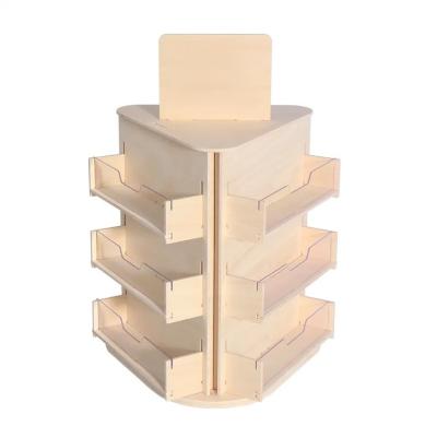 China 3 Tier Wooden Display Stands Rotating Countertop Display Stands For Coasters for sale