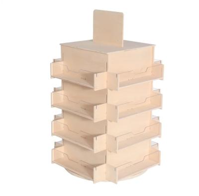 China 3 Tier Wooden Display Stands Rotating Countertop Display Stands For Coasters for sale