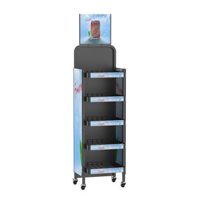 Cina Display POS POP a ruote di metallo stand kiosk POS Display unit per scaffalatura per bevande in vendita