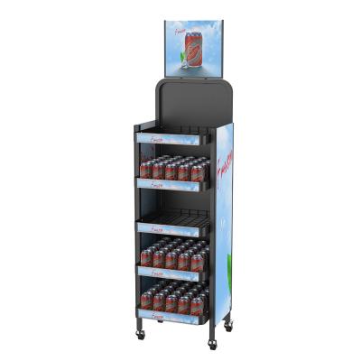 Cina Display POS POP a ruote di metallo stand kiosk POS Display unit per scaffalatura per bevande in vendita