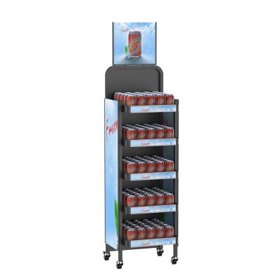 Cina Display POS POP a ruote di metallo stand kiosk POS Display unit per scaffalatura per bevande in vendita