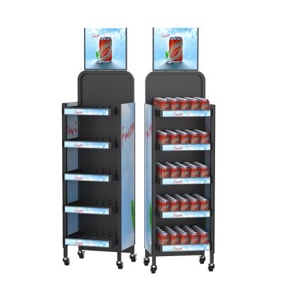 Cina Display POS POP a ruote di metallo stand kiosk POS Display unit per scaffalatura per bevande in vendita