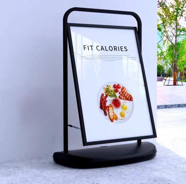 Quality 120mm Metal Poster Stand Heavy Duty Poster Stand Holder With Wheel for sale