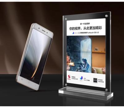 China T Style 200mm Metal Poster Stand Acrylic Magnetic Countertop Sign Holder for sale