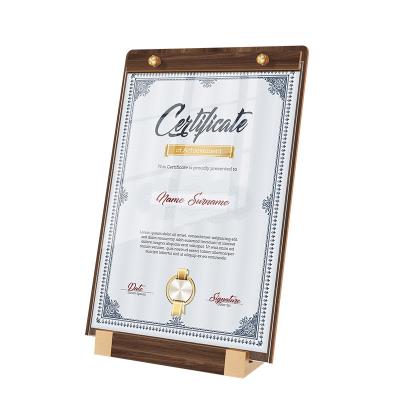 China Slanted Wooden Countertop Retail Display Racks A4 A5 A6  Collapsible Signage for sale