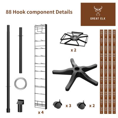 China Supermarkt-Drehständer mit 88 Haken aus Metallgitter für Autobecherhalter, mit beweglichen Rädern zu verkaufen