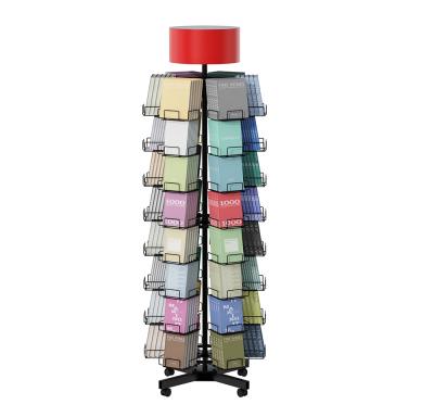 China Drehbare Gesichtsmasken-Display-Rack 6 Gesichter vertikale Metalldraht Weihnachtspostkarten-Display-Stände zu verkaufen