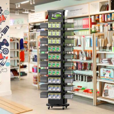 China Anpassung von 4-seitigen Metall-Displays, rotierendes Pegboard-Stand-Rack mit Rädern und Haken zu verkaufen