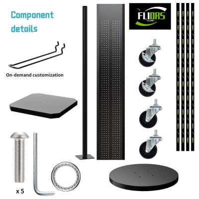 China Anpassung von 4-seitigen Metall-Displays, rotierendes Pegboard-Stand-Rack mit Rädern und Haken zu verkaufen