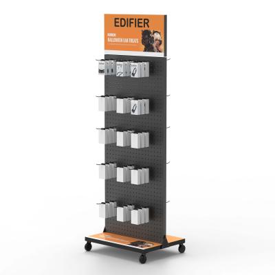 Cina Display per cuffie a cartone metallico a lato singolo con ganci per accessori in vendita