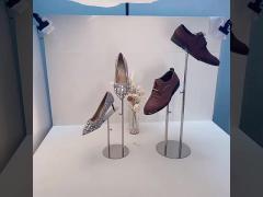 Présentoirs à chaussures à deux têtes avec miroir, présentoir à chaussures argenté pour hommes et femmes