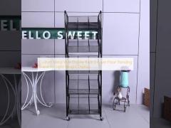 Plateau d'affichage en fil de fer léger Plateaux de stockage en bois avec roues