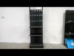 Exposiciones de pie libre Display de metal Stand Peg Board Display Rack con ruedas