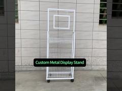 Prateleiras de exposição de metal para supermercado com rodas, aço, 3 níveis