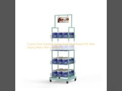Free Standing Metal Wire Display Racks Heavy Dudy 4 Shelf Pop Display Rack
