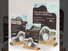 Bottom Insert Clear Metal Poster Stand Tabletop Wood Base Acrylic Sign Holder
