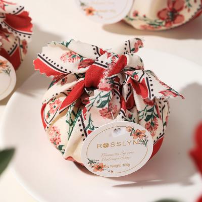 China White Perfume Bath Soap Custom Plant Based Soap Bars With Fabric Wrap for sale