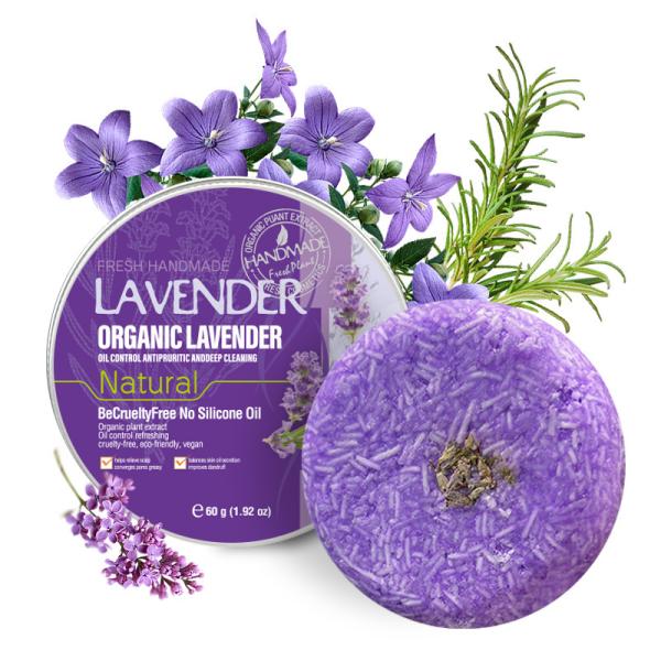Quality 60g Lavender Shampoo Bar Oil Control Deep Cleansing Bar With 6cm Diameter And 2cm Height for sale
