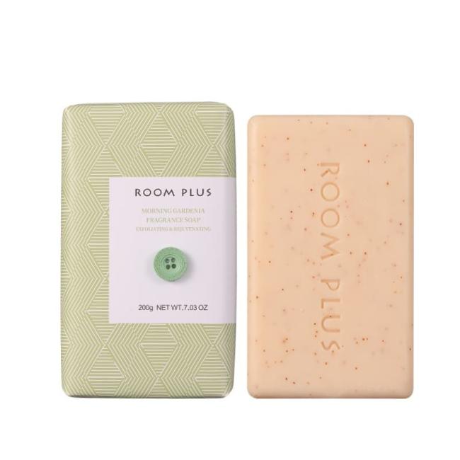 Close-up detail of ROOM PLUS Moisturizing Perfumed Soap texture and quality