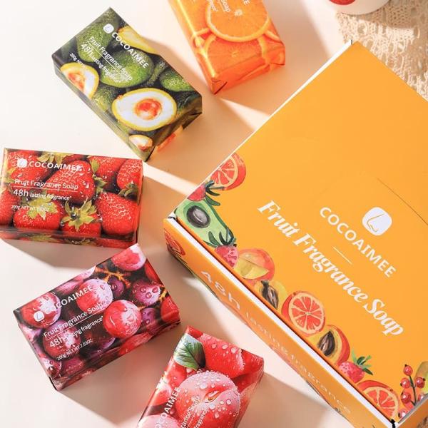 Quality 200g Fruit Scented Soap OEM Gift Box Soap Rectangle With Multiple Fragrance for sale