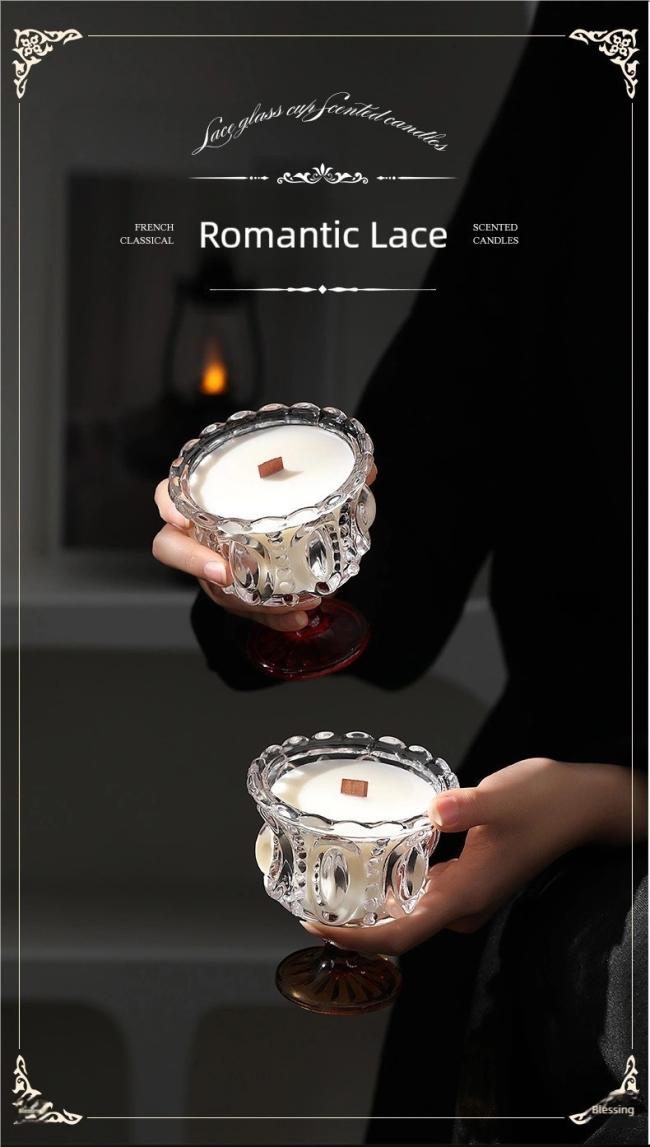 Close-up view of aromatherapy candle in glass cup