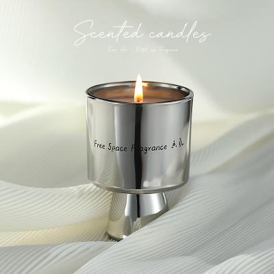China Silver Metal Jar Candle Private Label OEM Soy Wax Scented Candles for sale