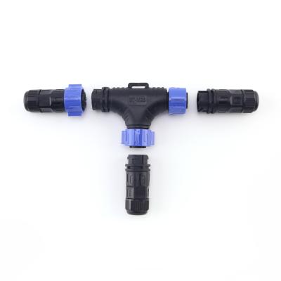 China Factory Price IP67 High Voltage M25 Outdoor LED Plug Slef-locking T Type Tee Waterproof Cable Connector for sale