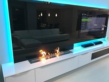 China 24 inch 304# stainless steel  remote control intellgent silver ehtanol fireplace  inserts for sale