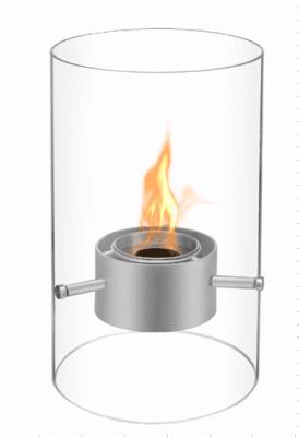 China Round glass Ethanol tabletop fireplace indoor for sale