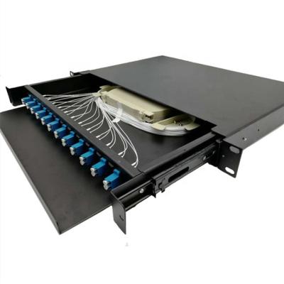 China Sliding Fiber Optic Patch Panel 12 Port Rack Mounted 1U 19 Inch for sale