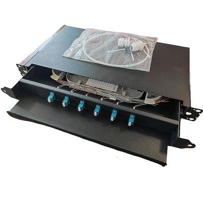 China 6 Port Fiber Optic Patch Panel SC 12 Core 1U Rack Mount Fiber Enclosure for sale