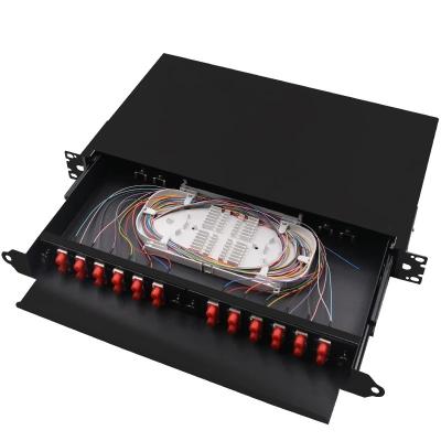 China Black Rack Mount Fiber Termination Box FC Patch Panel ODF 24Core for sale