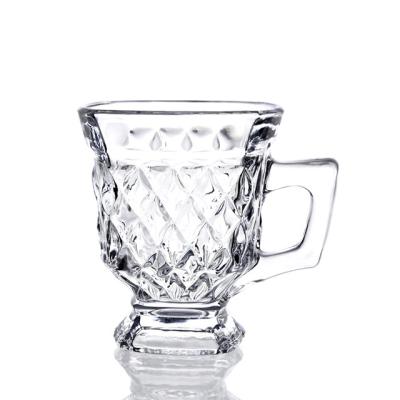 China Cheap Price High Borosilicate Handle Heat Resistant Double Wall Clear with handle Tea Glass for sale