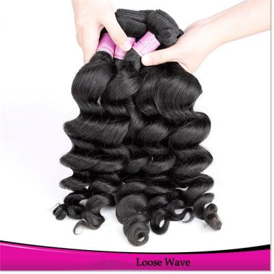 China Pure Hair Extension Double Weft Natural Loose Wave Virgin Human Hair for sale