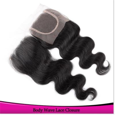 China Middle Part Lace 4*4 Closure With baby hair Brazilian Virgin Human Hair Body Wave Brazilian Lace Closure for sale