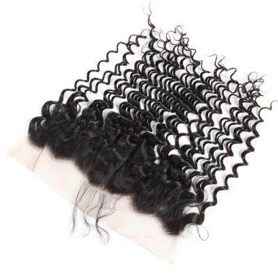 China Wholesale Virgin Brazilian Hair Full Frontal 13X4 Deep Wave Ear To Ear Lace Frontal Closure for sale