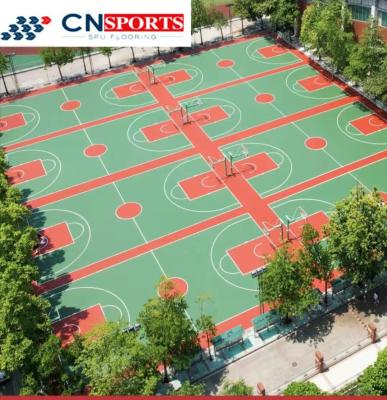 China Silicium polyurethaan basketbal rubber vloer Blauw Rood Spu vloer Te koop