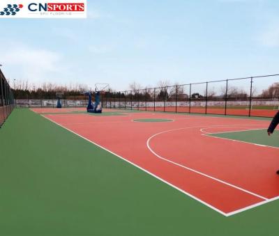 China Silicium polyurethaan basketbal rubber vloer Blauw Rood Spu vloer Te koop
