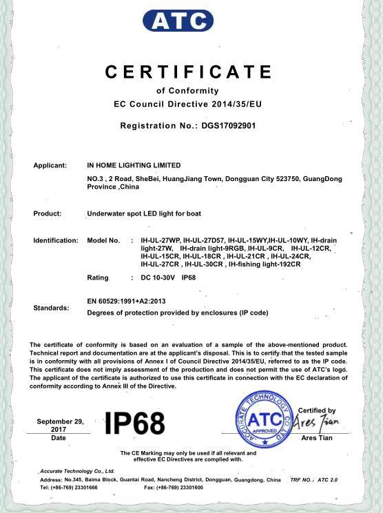 IP68 - IN HOME LIGHTING LIMITED