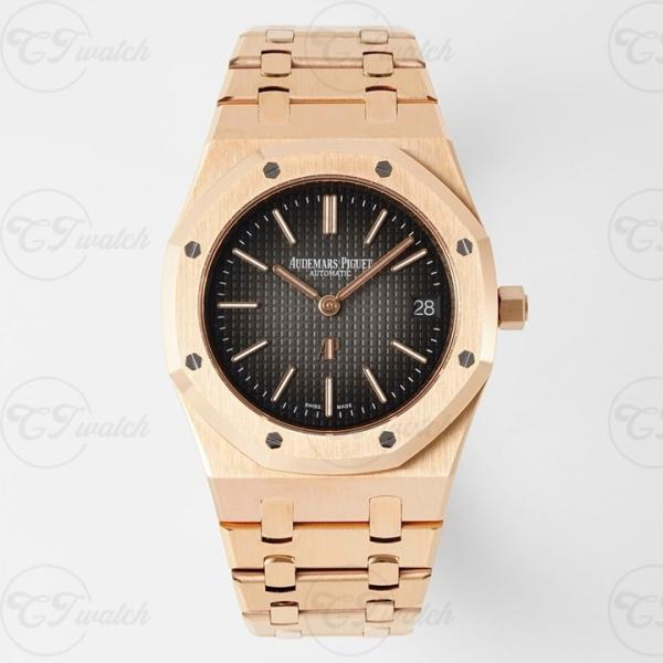 Quality AP Royal Oak 39mm Black Dial Two Hands 18K Rose Gold Super Clone Watch CAL 2121 Swiss Movement ZF Factory for sale