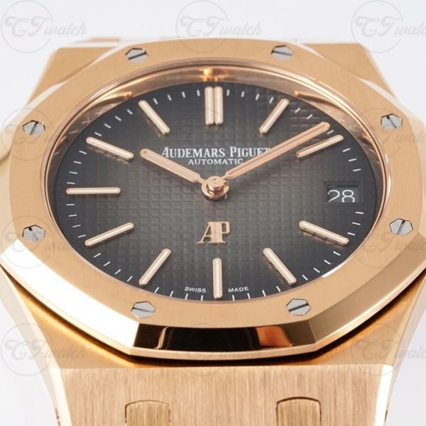 Quality AP Royal Oak 39mm Black Dial Two Hands 18K Rose Gold Super Clone Watch CAL 2121 for sale