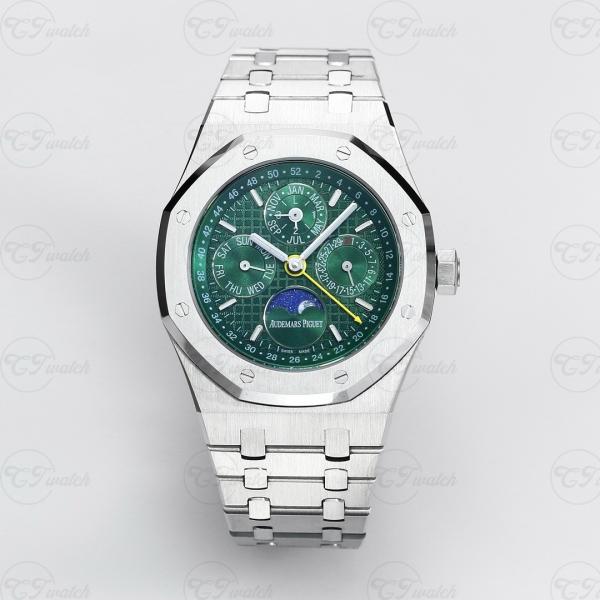 Quality AP Royal Oak Perpetual Calendar 41mm Green Dial Super Clone Watch Cal 5134 Swiss Movement APS Factory for sale