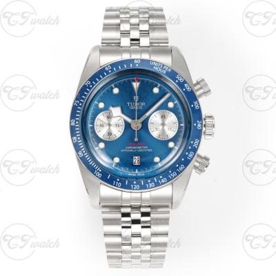 China Tudor Black Bay Chrono 41mm Blue Dial Super Clone Watch Reverse Panda Style Automatic Mechanical Jubilee Bracelet for sale